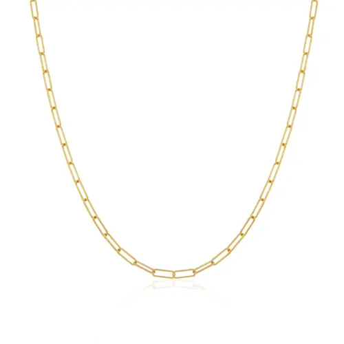 THE LOVERY FINE JEWELRY Mini Paperclip Link Chain Necklace - Yellow Gold