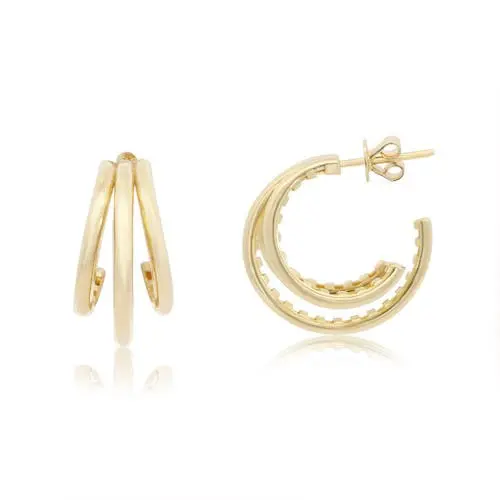 THE LOVERY FINE JEWELRY Triple Hoop Earrings - Yellow Gold