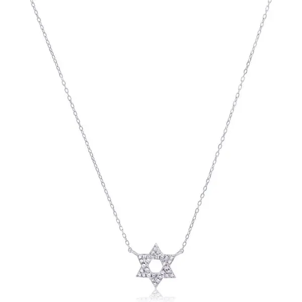 THE LOVERY FINE JEWELRY Diamond Star Of David Pendant Necklace - White Gold