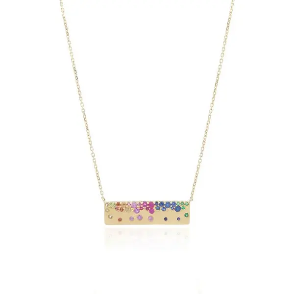 THE LOVERY FINE JEWELRY Rainbow Sapphire Bar Necklace - Multicolored Sapphires