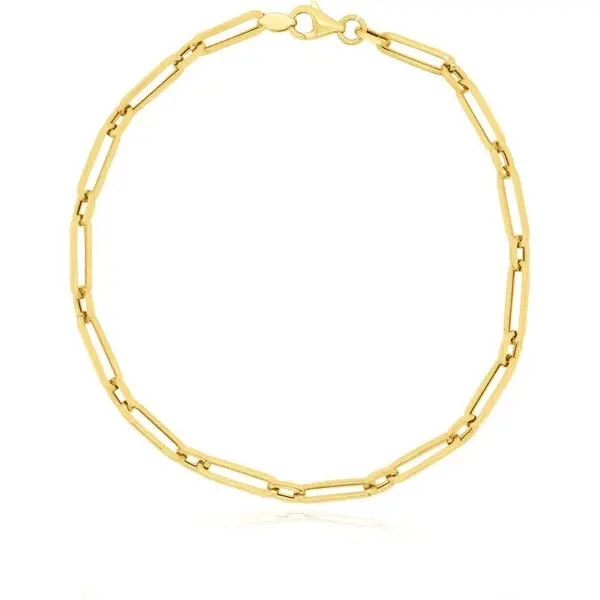 THE LOVERY FINE JEWELRY Round Link Paperclip Bracelet - Yellow Gold