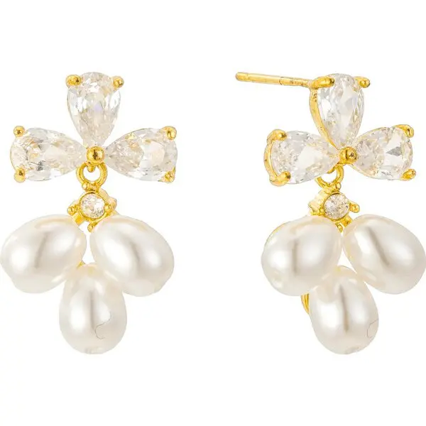 UNTAMED PETALS Windsor Pearl Drop Earrings - Gold