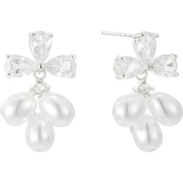 UNTAMED PETALS Windsor Pearl Drop Earrings - Silver