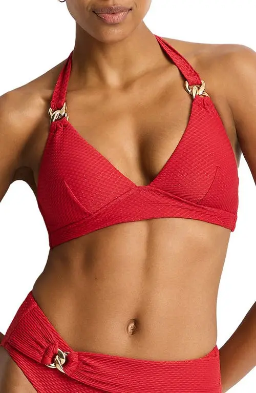 SEA LEVEL Luminara Triangle Halter Bikini Top - Ruby