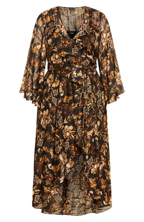 City Chic Paisley Faux-wrap Maxi Dress