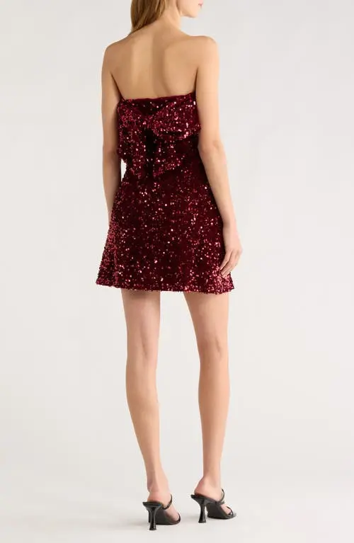 ALL IN FAVOR Strapless Sequin Minidress - Wine