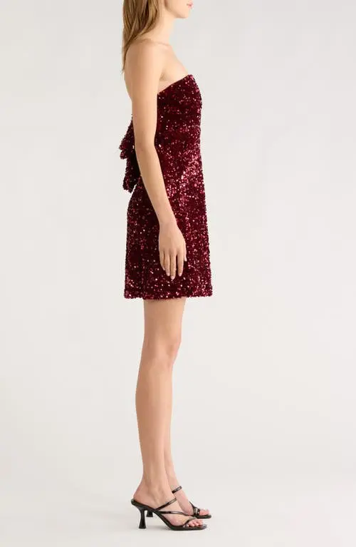 ALL IN FAVOR Strapless Sequin Minidress - Wine