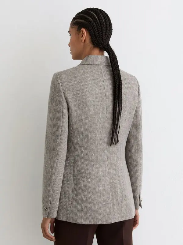 REISS Ember Petite Herringbone Blazer - Grey