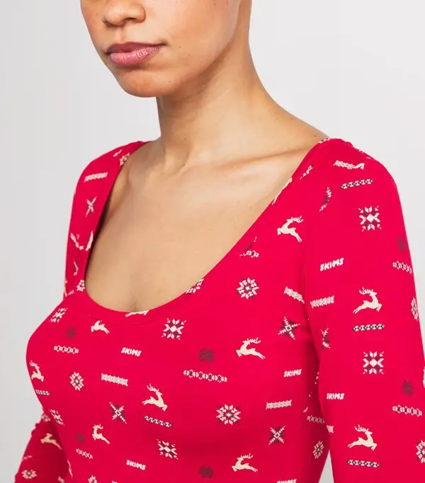 SKIMS Modal-blend Festive Print Pyjama Top