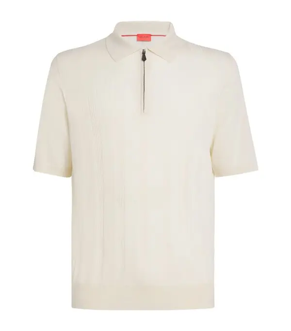Isaia Wool-silk-cashmere Knit Polo Shirt - White