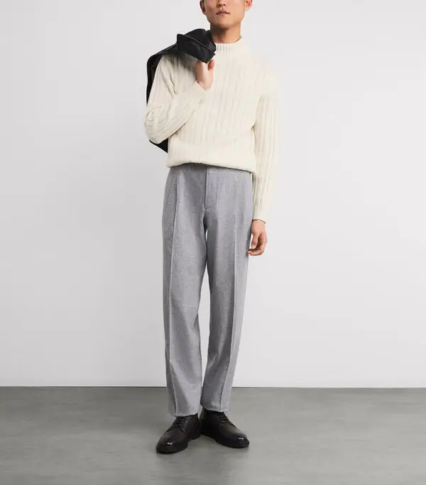 Isaia Cashmere Ribbed Mock-neck Sweater