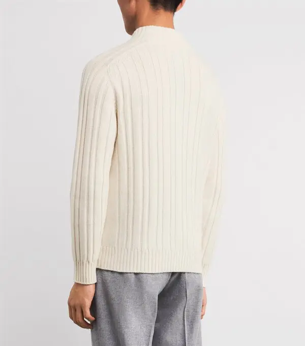 Isaia Cashmere Ribbed Mock-neck Sweater