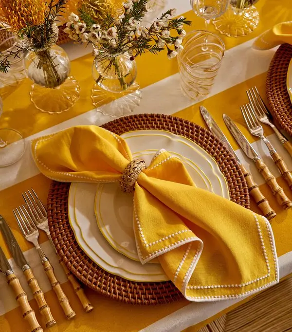 MAISON MARGAUX Set Of 4 Rattan Charger Plates