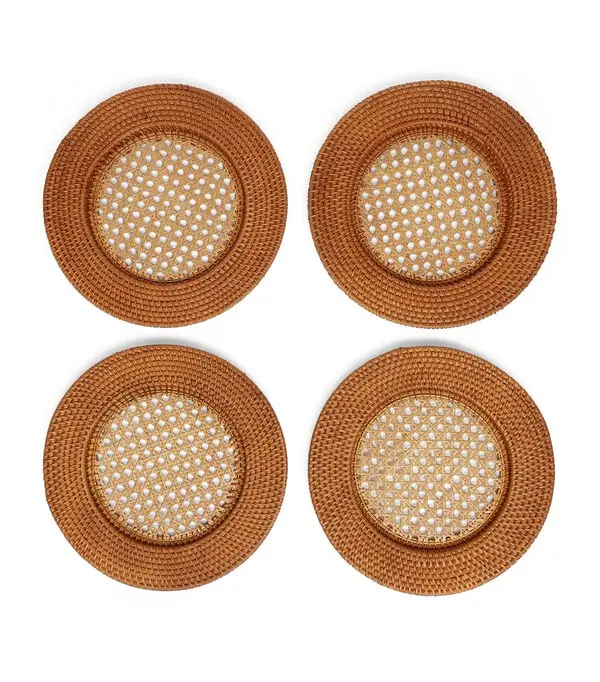 MAISON MARGAUX Set Of 4 Rattan Charger Plates