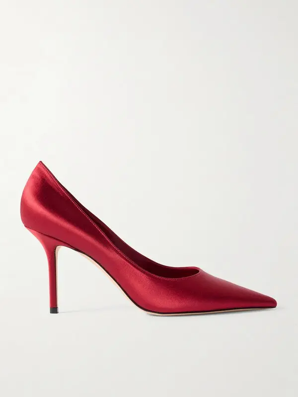 JIMMY CHOO Love 85 Satin Pumps - Red