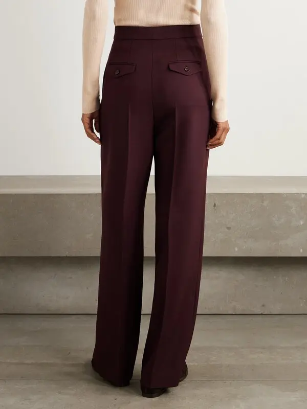 Chloé Pleated Wool-gabardine Wide-leg Pants