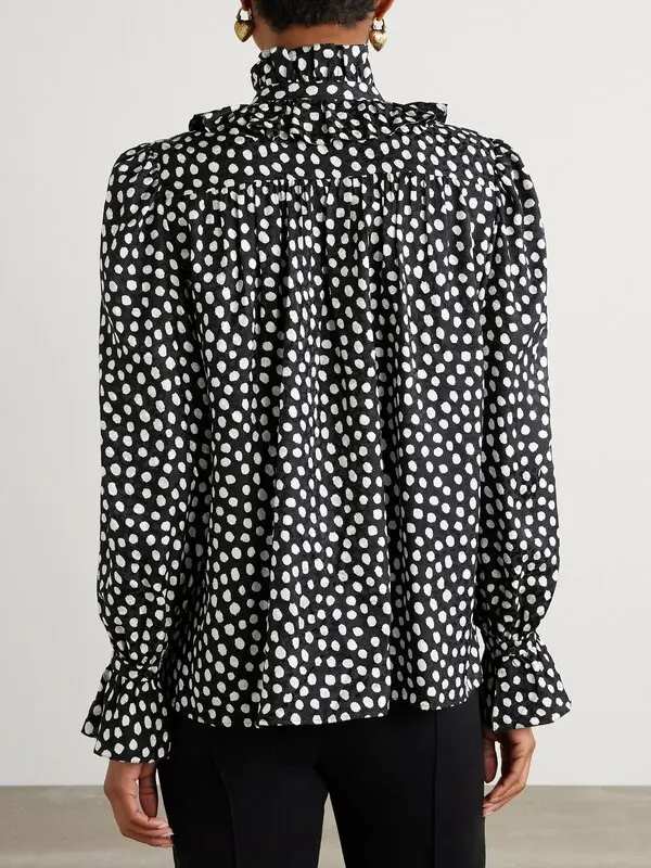 Chloé Polka-dot Silk-jacquard Blouse With Tie Detail