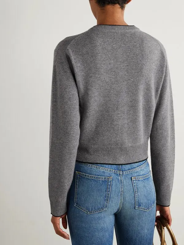 Chloé Embroidered Wool And Cashmere-blend Cardigan - Gray