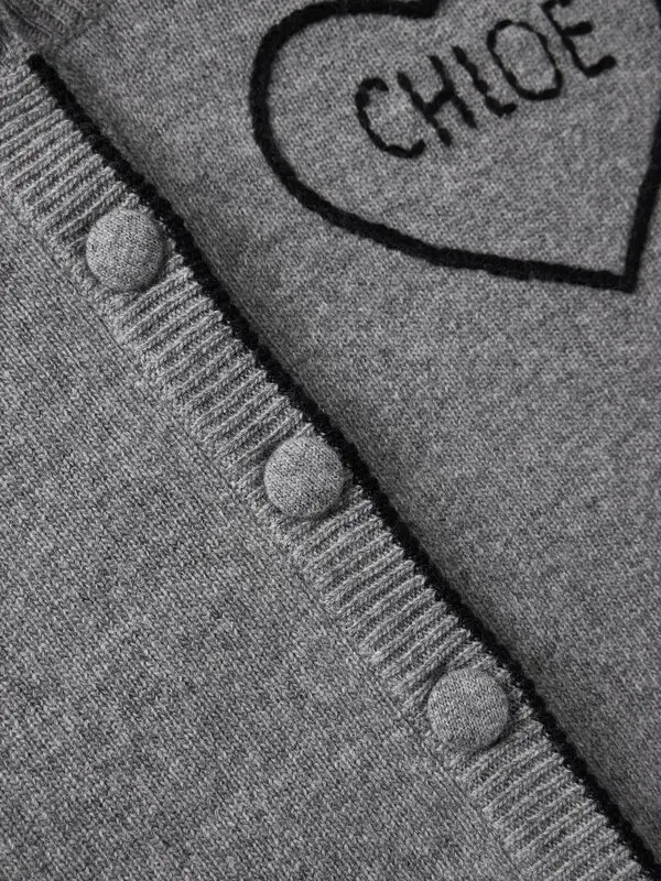 Chloé Embroidered Wool And Cashmere-blend Cardigan - Gray