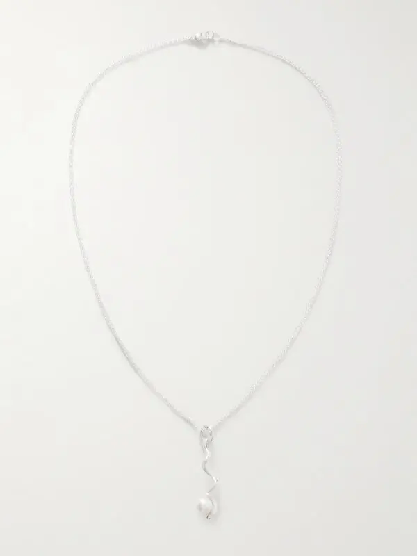 Agmes Teneille Recycled Sterling Pearl Necklace - Silver