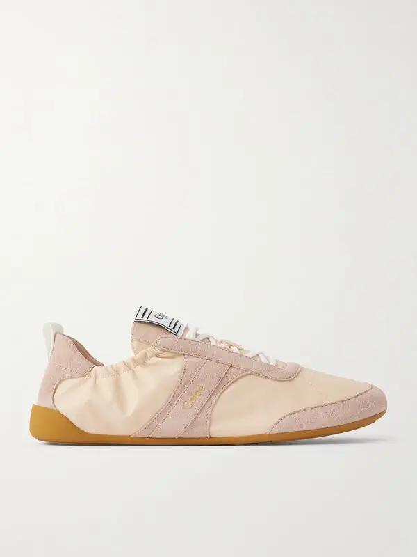 Chloé Kick Suede-trimmed Shell Sneakers - Neutrals