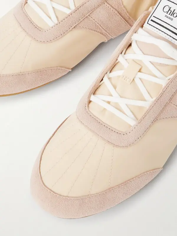 Chloé Kick Suede-trimmed Shell Sneakers - Neutrals