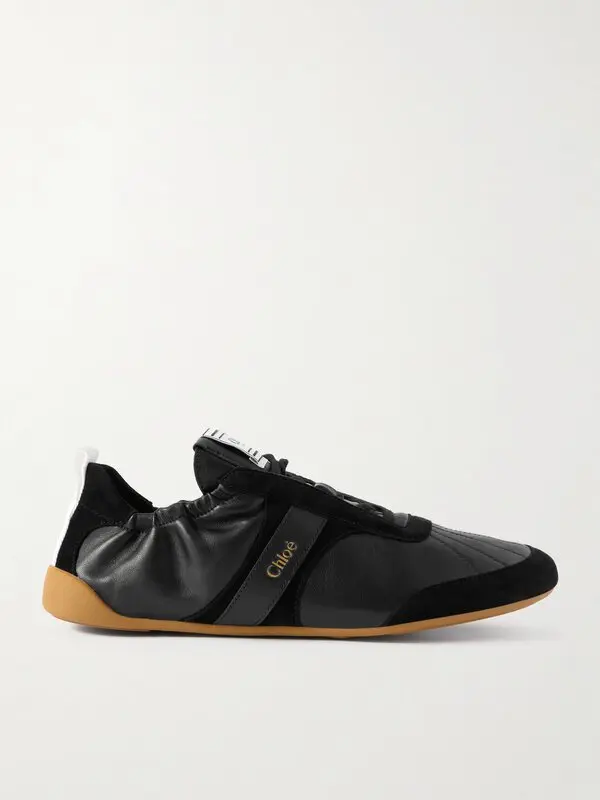 Chloé Kick Suede And Leather Sneakers - Black