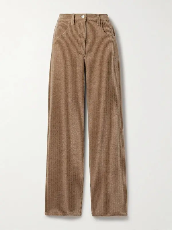 THE ROW Clair Corduroy Wool Blend Wide-leg Pants - Brown