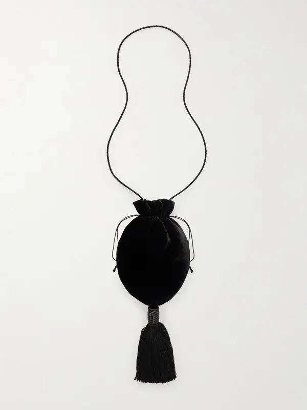 Le Sundial Lee Tasseled Velvet Pouch