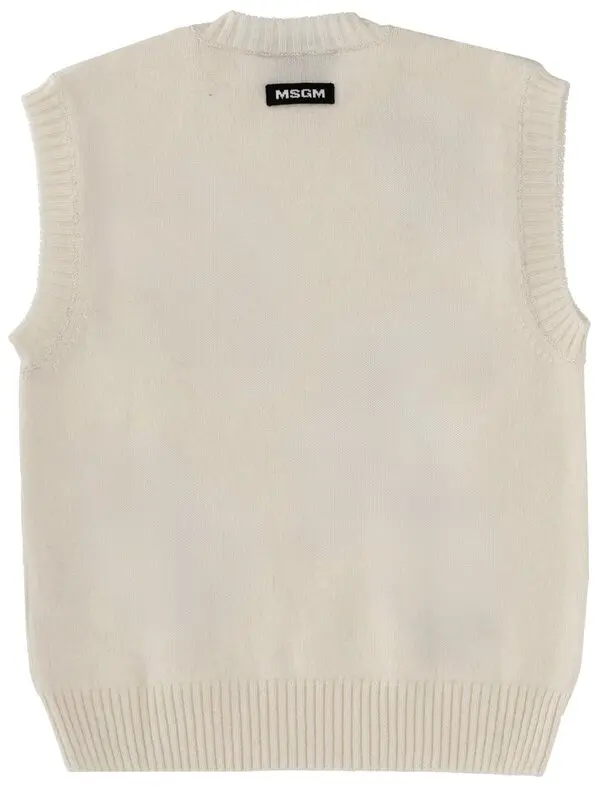 MSGM Argyle Pattern Vest - White