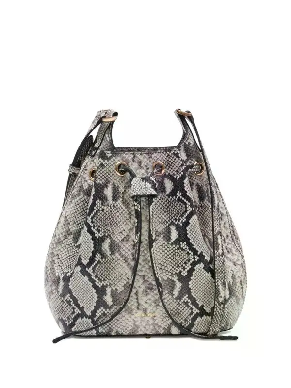 ANINE BING Mini Alana Snakeskin-print Bucket Bag - Grey