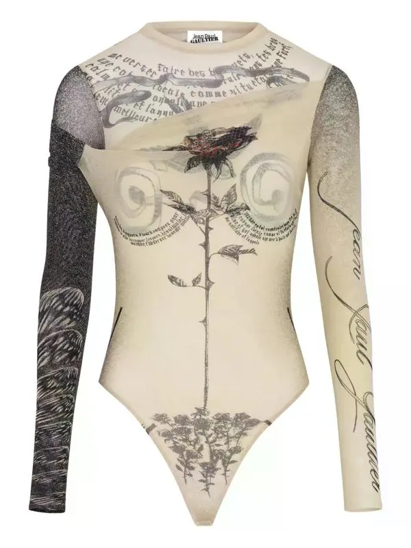 Jean Paul Gaultier Double Layer Printed Bodysuit