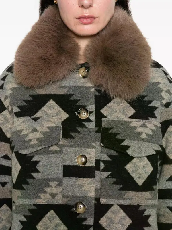 AVA ADORE Patterned Jacket With Faux-fur Collar