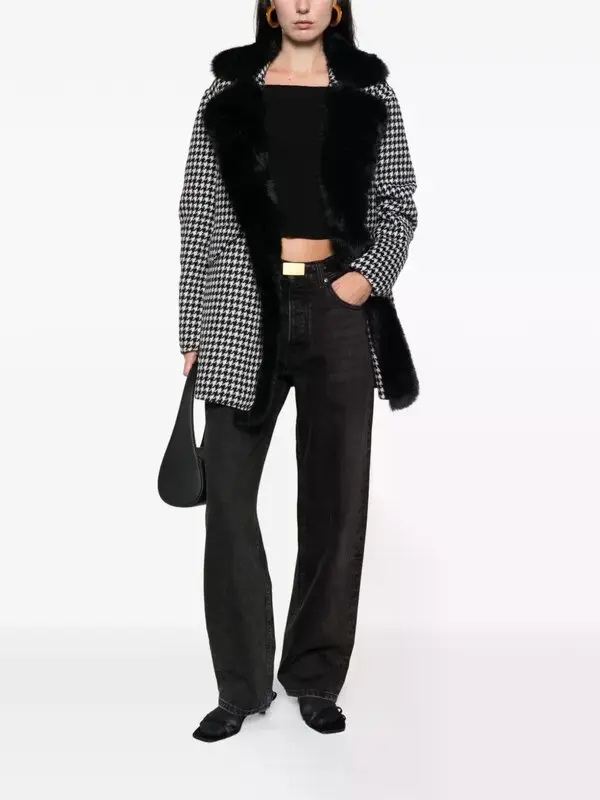 AVA ADORE Houndstooth Faux Fur Coat