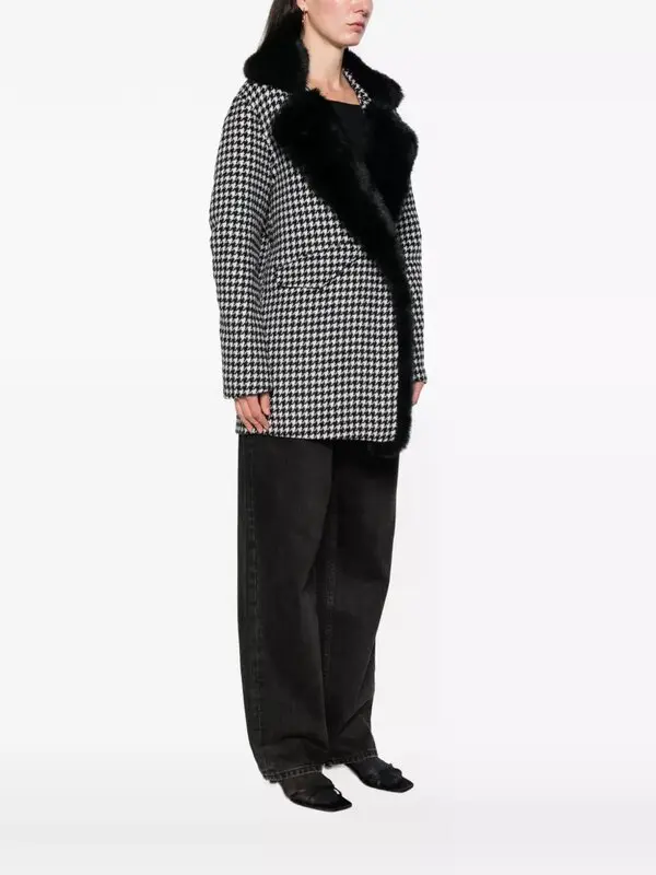 AVA ADORE Houndstooth Faux Fur Coat