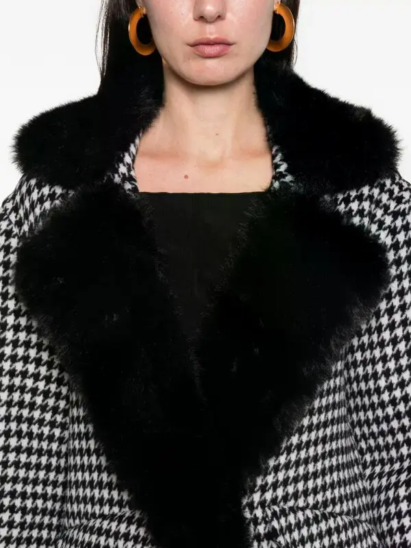 AVA ADORE Houndstooth Faux Fur Coat