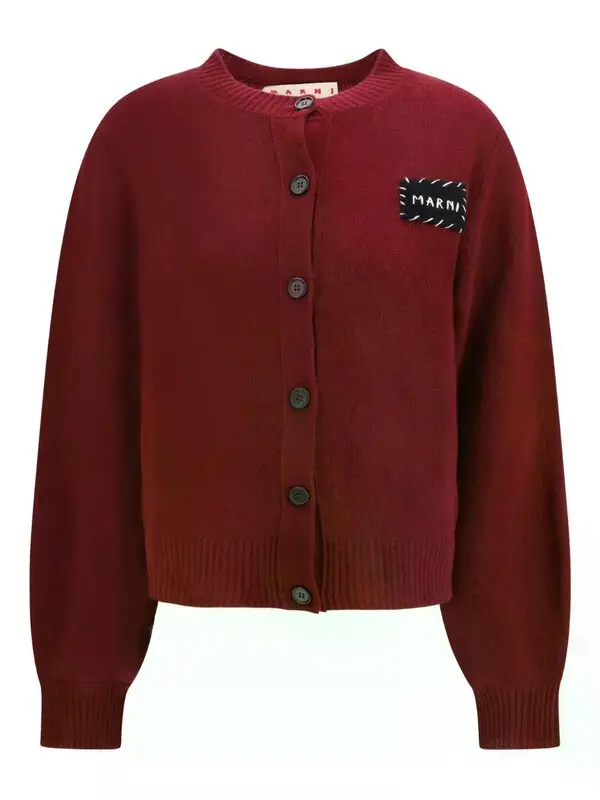 Marni Button-fastening Cardigan With Logo Patch