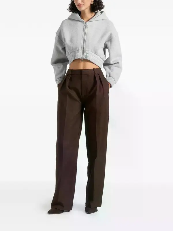 Manière De Voir Cropped Zip Through Hoodie - Grey