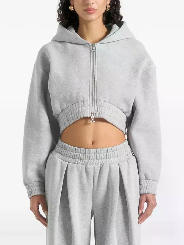 Manière De Voir Cropped Zip Through Hoodie - Grey