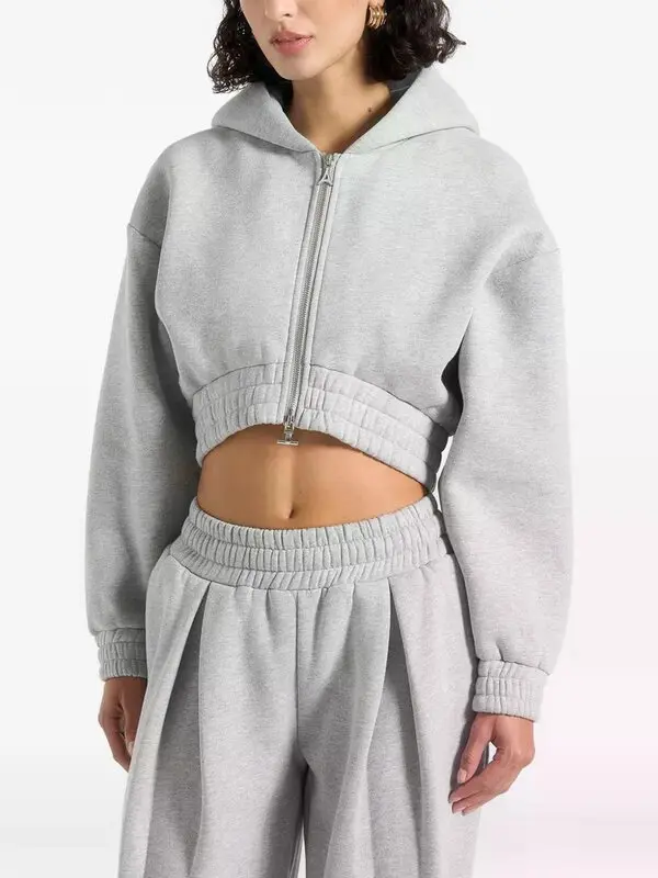 Manière De Voir Cropped Zip Through Hoodie - Grey