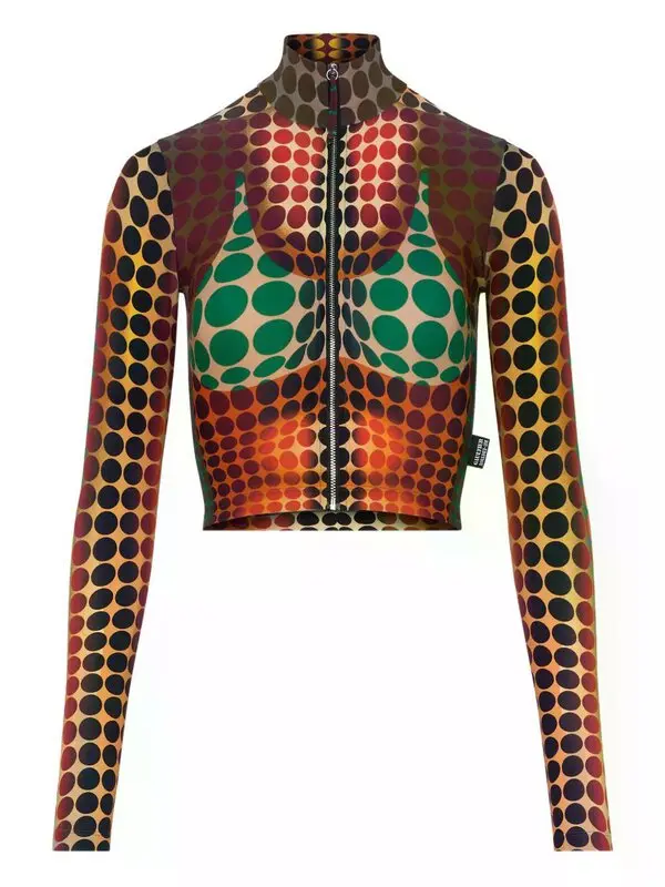 JEAN PAUL GAULTIER High-neck Zip-up Top - Brown