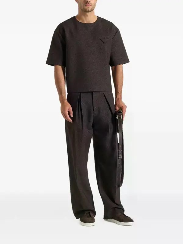 Manière De Voir Leon In Dark Boxy-cropped Hatched T-shirt