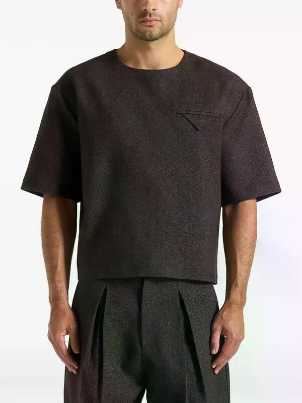 Manière De Voir Leon In Dark Boxy-cropped Hatched T-shirt