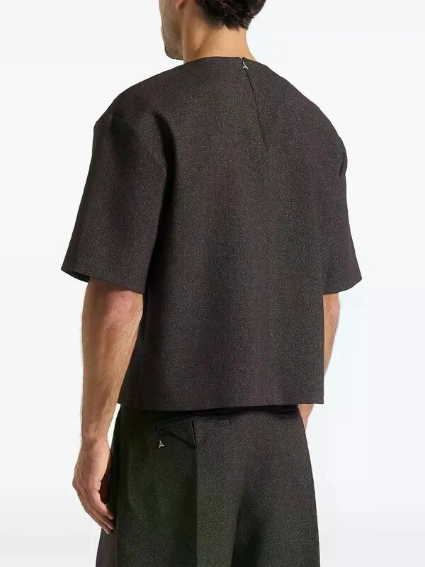 Manière De Voir Leon In Dark Boxy-cropped Hatched T-shirt