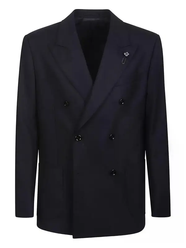 LARDINI Double-breasted Wool Blazer