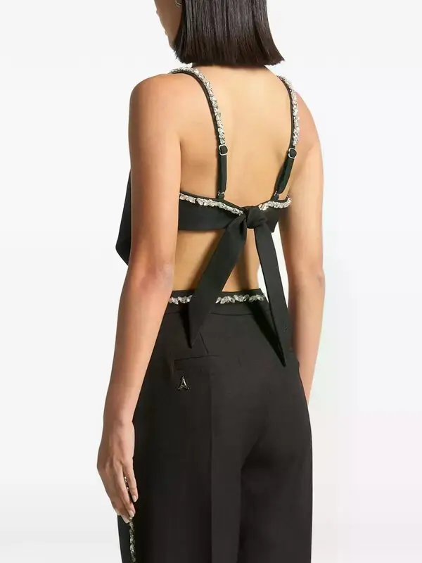 Manière De Voir Embellished Strap Handkerchief Top - Black