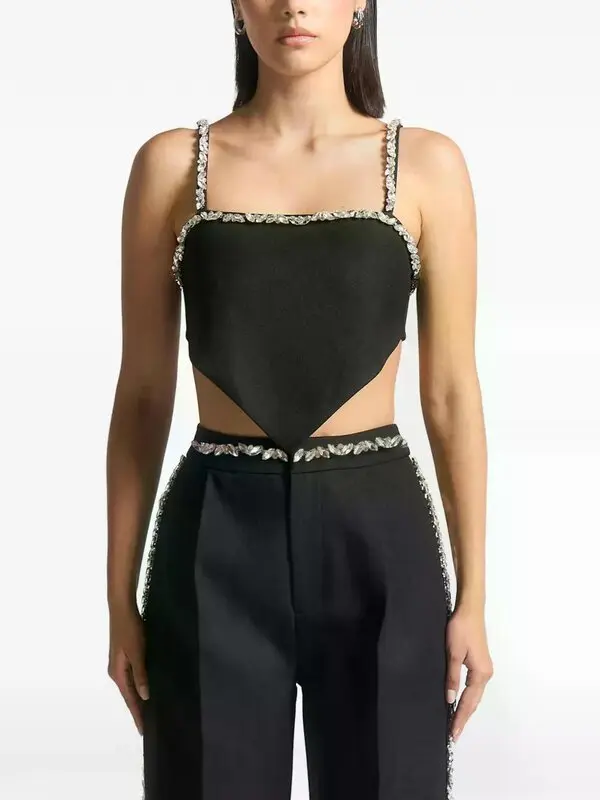 Manière De Voir Embellished Strap Handkerchief Top - Black