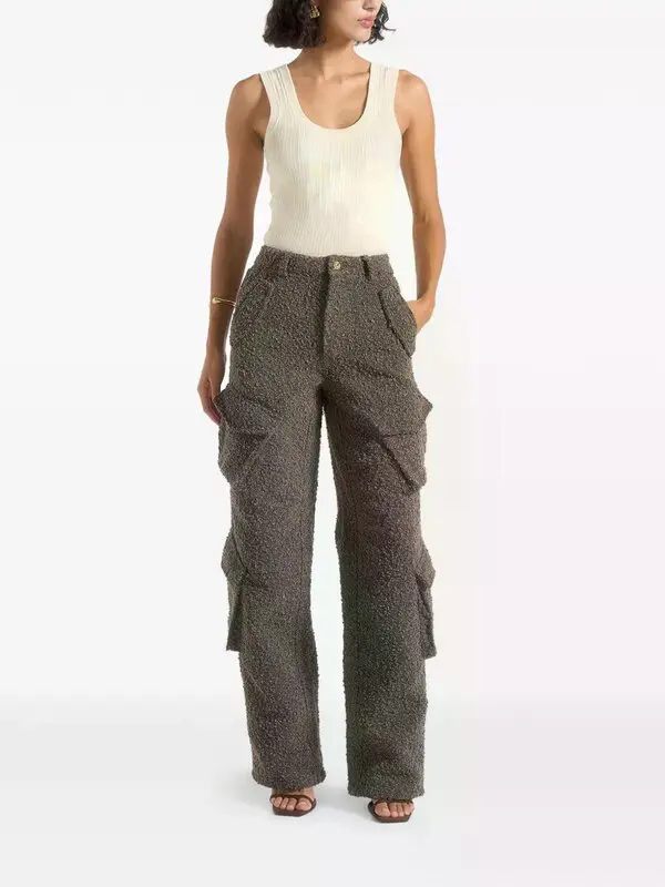 Manière De Voir High-waisted Boucle-effect Cargo Trousers