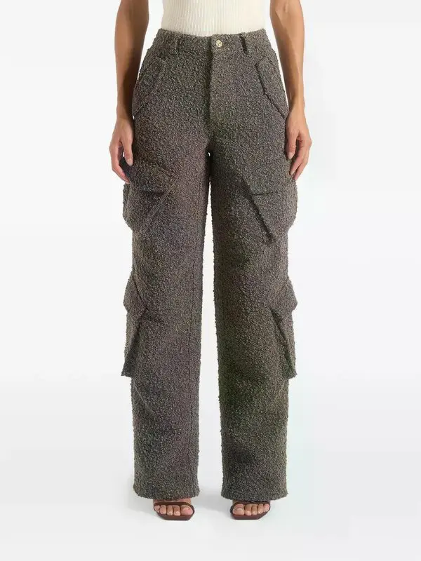 Manière De Voir High-waisted Boucle-effect Cargo Trousers
