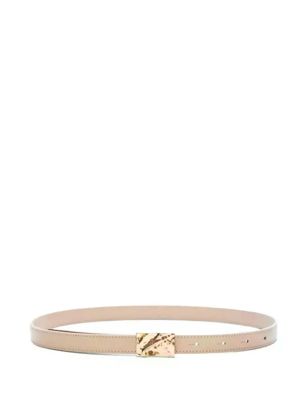 Loulou De Saison Leather Belt With Embossed Buckle - Neutrals